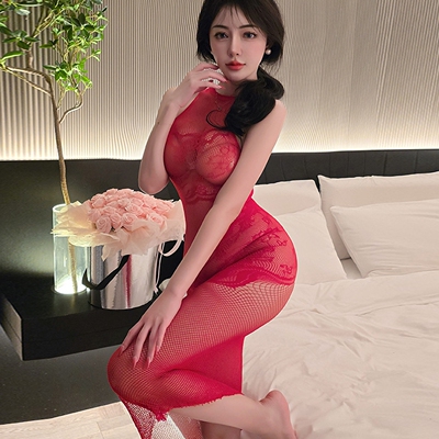 红色网衣裙镂空透视可撕性感睡衣