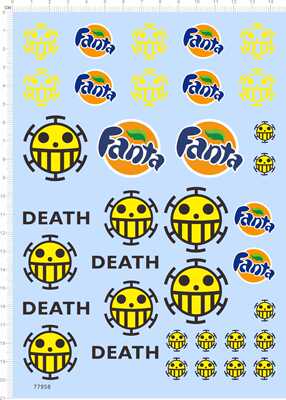 77958 Fanta DEATH 海贼王手办模型水贴定制打印2402