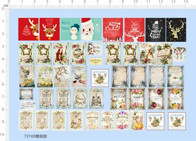 72169整版胶 MAISON JEAN ELION PETER RABBIT 花鸟 圣诞 水贴