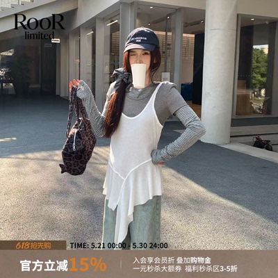 PUREVENUS修身叠穿吊带T恤女