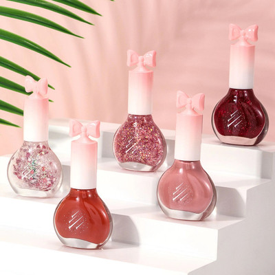 BK指甲油时尚经典甲油不可剥酒红牛油果色银色亮片8.5ML