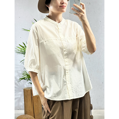 夏季文艺小立领衬衫宽松显瘦上衣