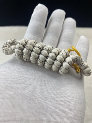 海南星月菩提手串蒜瓣108颗半壁河豚大留白单圈手链