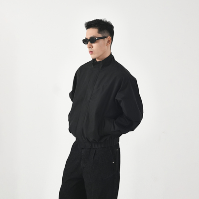 ROSTAT 刺绣短款廓形立领夹克 简约高级宽松立体挺阔休闲通勤外套
