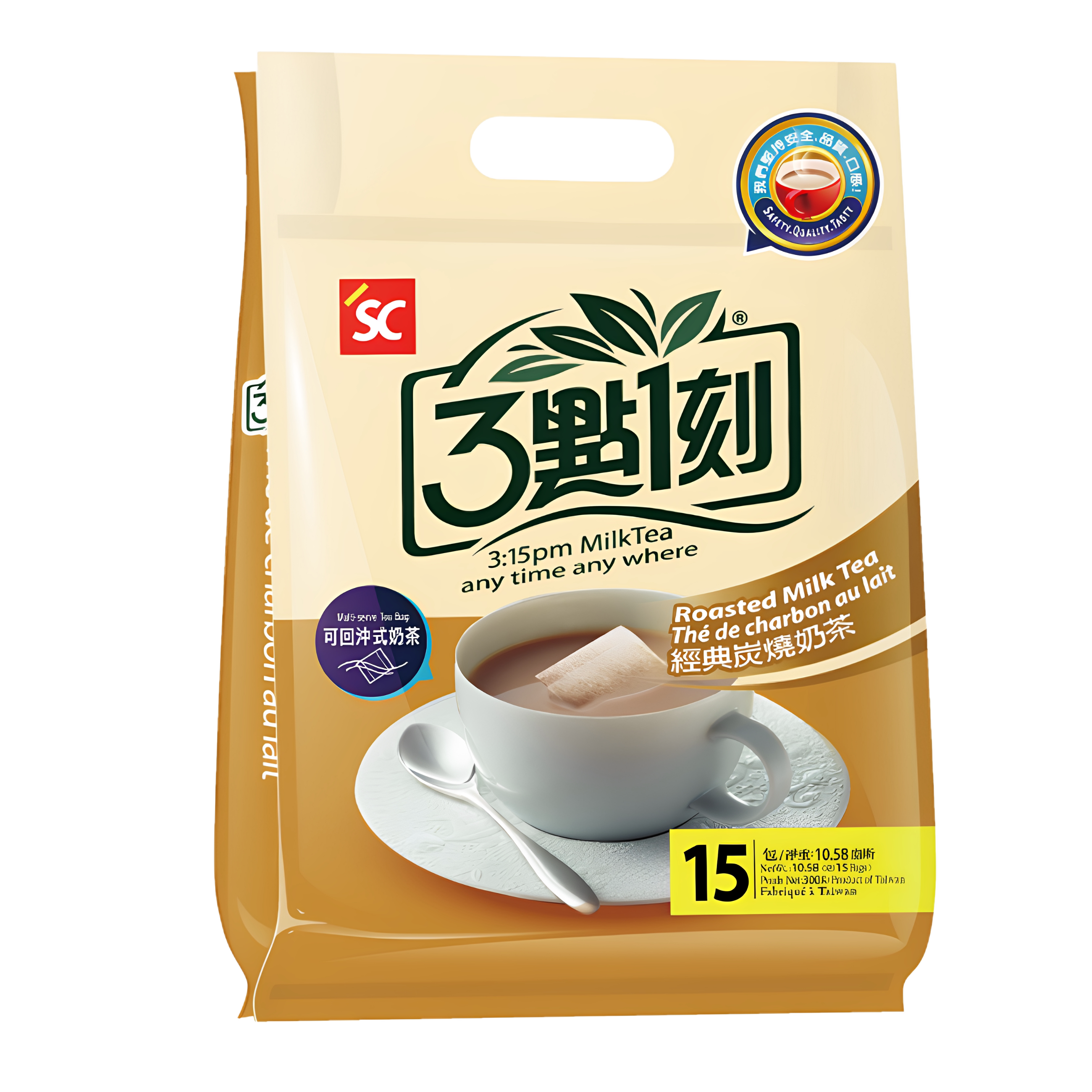 3点1刻 经典炭烧奶茶15包/袋可回冲式奶茶300g办公室手冲奶茶饮料