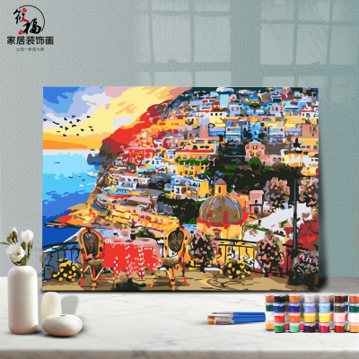 DIY数字油画自己填色材料包苏兹达尔小镇世界著名风景家居 装饰画