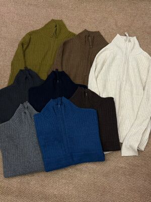 6853欧货秋冬新品半拉链立领柔软针织衫高品横压梗拉链套头毛衣