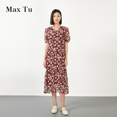 MaxTu专柜女装夏短袖雪纺连衣裙