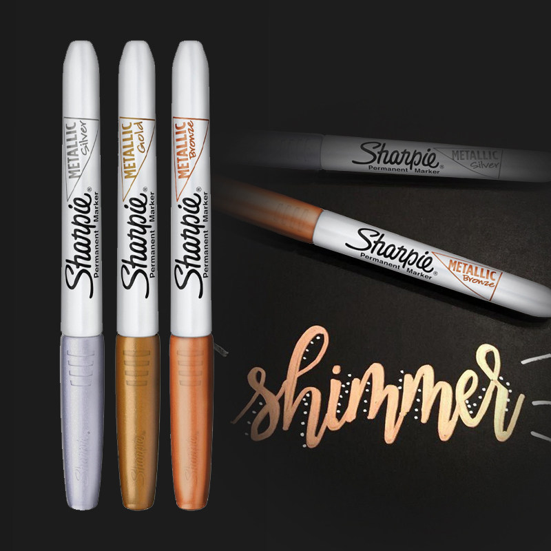 三福锐意金色签名笔sharpie39100油性银色防水黑色卡纸彩绘记号笔