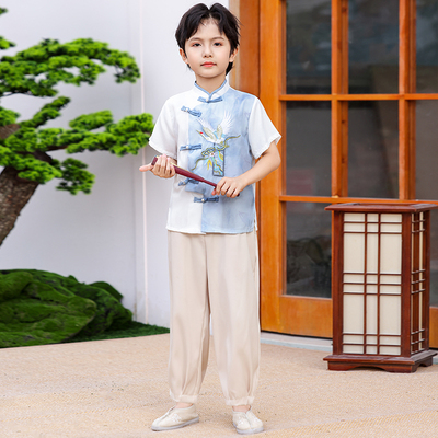 汉服男童2026新款新中式服装儿童古装男孩古风帅气唐装套装男春秋