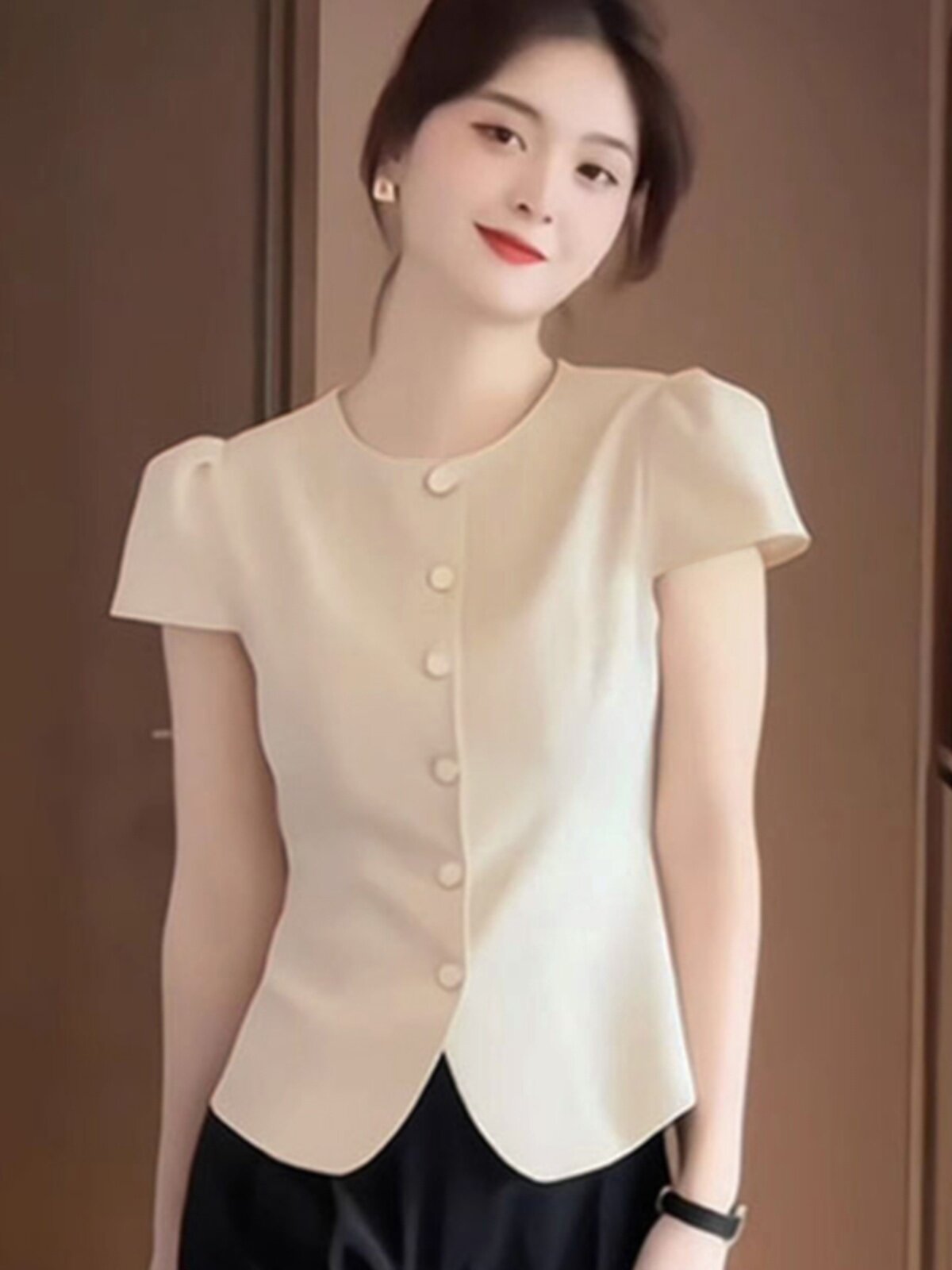 设计感小众个子轻熟法式气质衬衫夏新款修身显瘦洋气减龄上衣3253