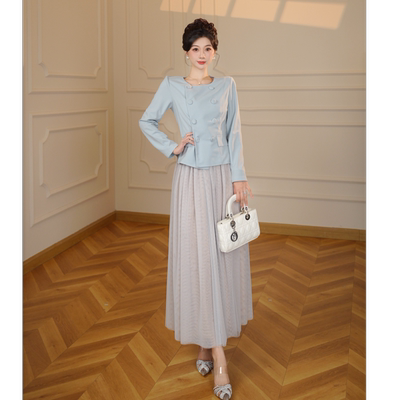 2026秋季新款有里布穿搭上衣外套半身裙套装两件套D3791