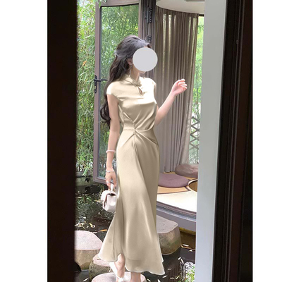 2026新款法式设计感新中式改良旗袍连衣裙女收腰显瘦气质D3278