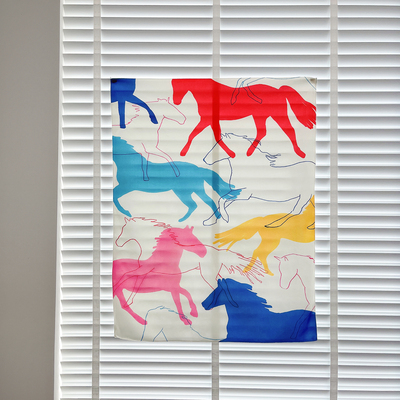 马吉吉ins线条彩色马年装饰挂布