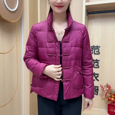 时尚新中式盘扣立领轻薄羽绒服女冬新款时尚洋气中老年女装外套