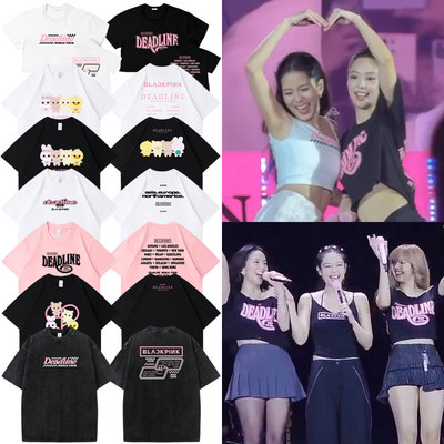 BLACKPINK粉墨DEADLINE演唱会高雄场快闪周边同款短袖T体恤上衣服
