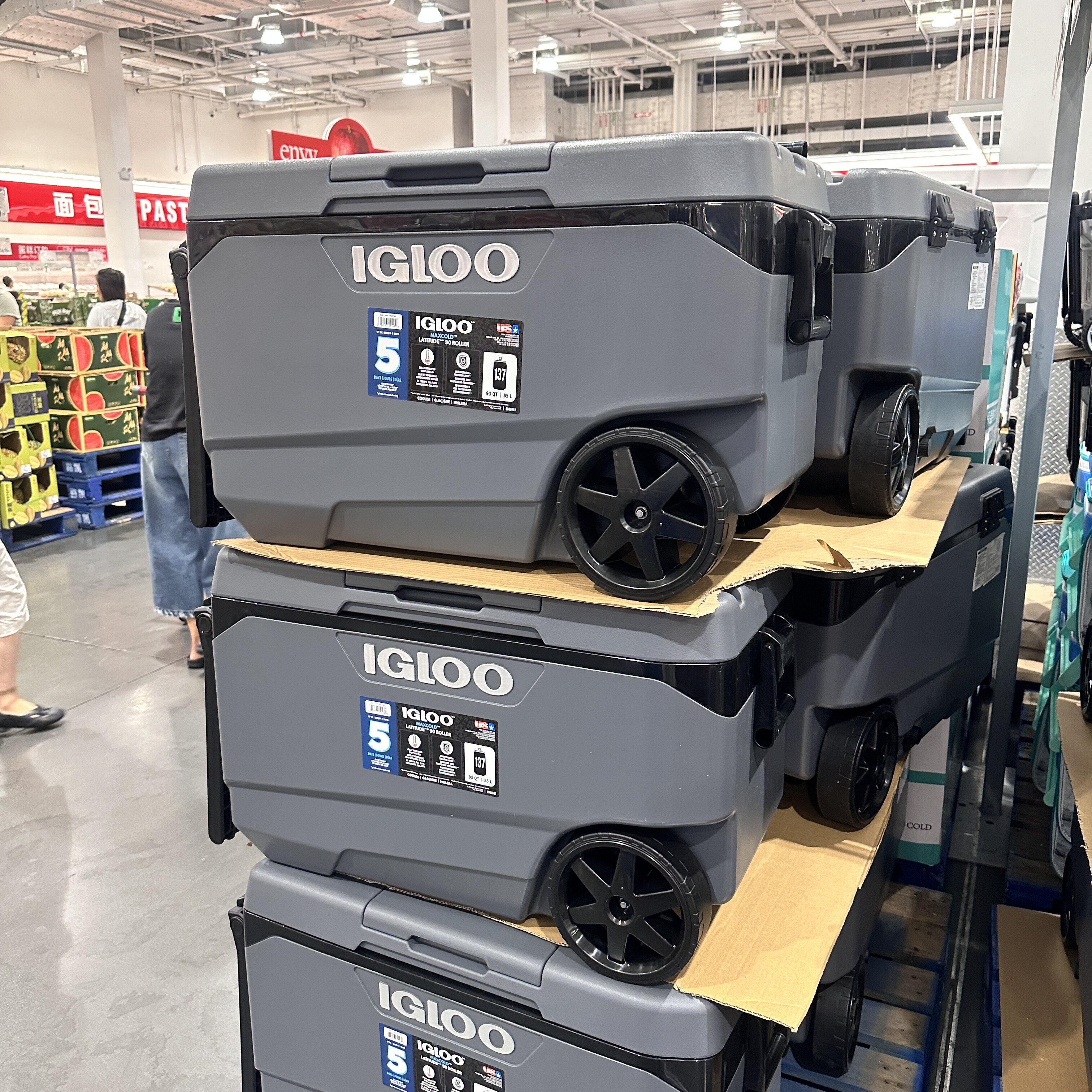 现货开市客Costco/IGLOO美国拉杆保温箱钓箱冷藏海钓摆摊冰桶85L