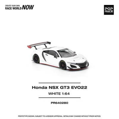 现货 POP RACE 1/64 PR640280 本田Honda NSX GT3 EVO22 白色