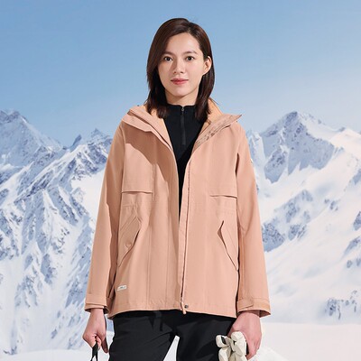 探路者三合一冲锋衣女款秋冬户外防风保暖登山服TAWWAL92560