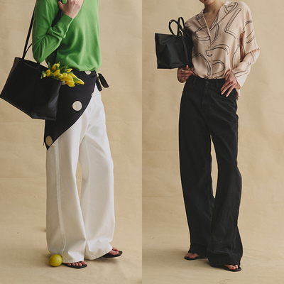 SLO “超模牛仔裤”直筒牛仔裤复古时髦松弛随性后脚暗扣实穿裤子