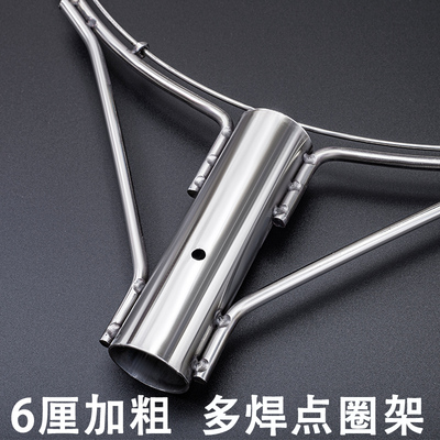 加粗平头口捞网圈实心不锈钢捞网头抄鱼网圈一体捞鱼网兜螺蛳配件