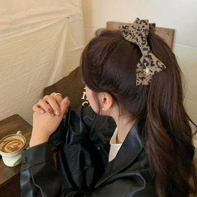 版型超好！毛呢豹纹蝴蝶结香蕉夹发卡高马尾竖夹扭扭夹高级感发饰