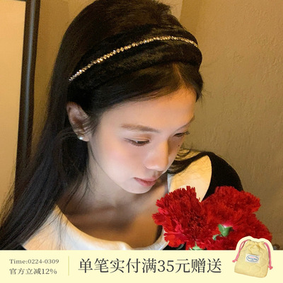 珍妮公主。水钻鎏光丝绒发箍复古高级感头箍增高颅顶发卡压发发饰