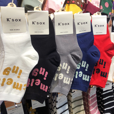 韩国东大门袜子ins风街头滑板字母运动潮女袜KSOX中筒长棉袜9191