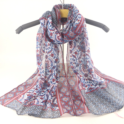 民族风雪纺花朵丝巾礼品巴厘纱