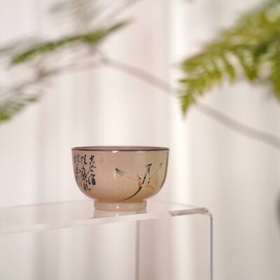 乎上堂一布景德镇釉下彩全手工书法诗文兰花包银主人杯大容量茶杯