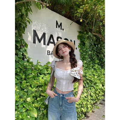 【Midsummer白茉莉】轻法式cake古着少女/方领上衣