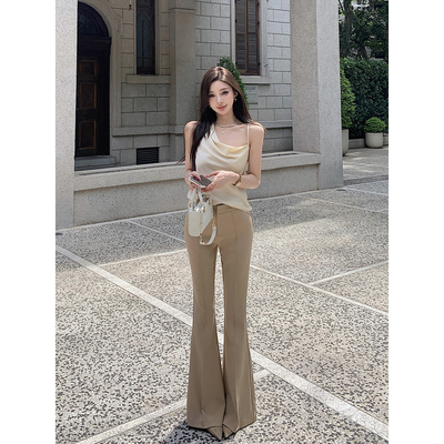 现货【韩女西裤】金秘书版！古早色—自带丰胯感微喇裤/醋酸吊带