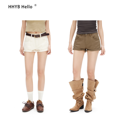 时尚百搭款短裤中腰卷边直筒牛仔