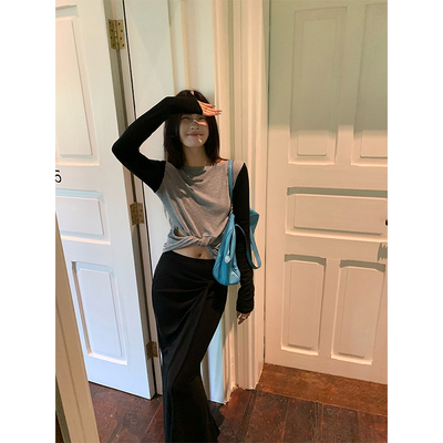 THEIRS洋气时尚撞色插肩T恤