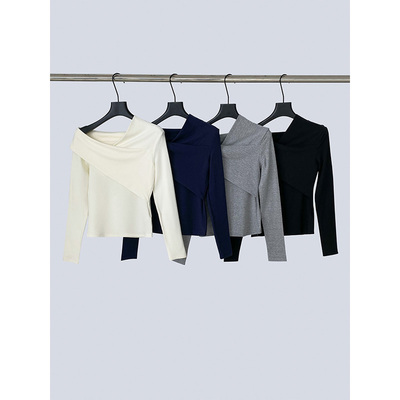 THEIRS高级感锁骨一字肩上衣