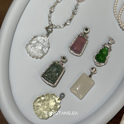 方糖家可拆换天然水晶长款项链