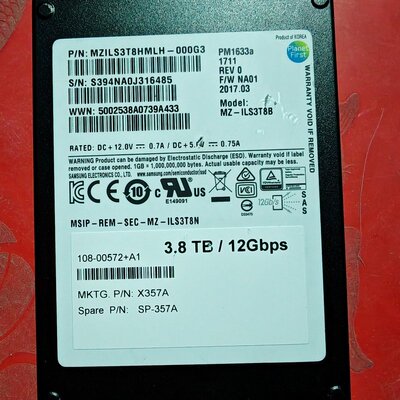 X357A 三星PM1633a 3.8TB SAS 12Gb--议价商品