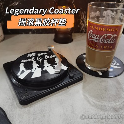 传奇摇滚唱片杯垫防滑防水隔热经典黑胶唱片杯垫喷图创意咖啡杯垫
