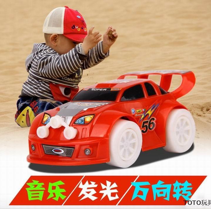 音乐发光玩具车自动转向汽车玩具碰到障碍物会自动转弯 包邮