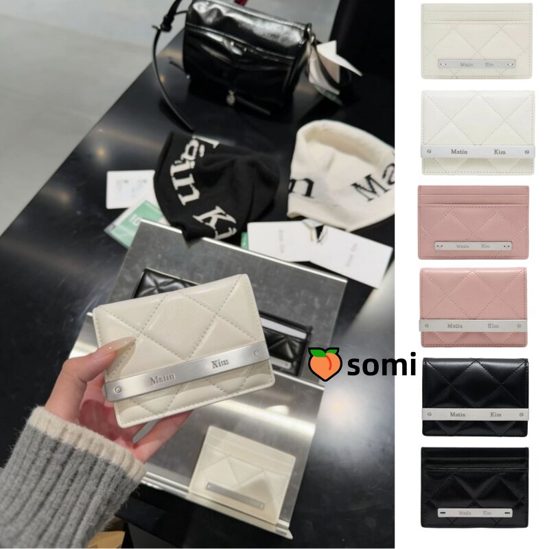 somi家直邮~Matin Kim金属标真皮菱格纹迷你卡包女便携银行卡8