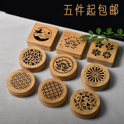 竹木制盘香盒创意檀香熏香盘香炉