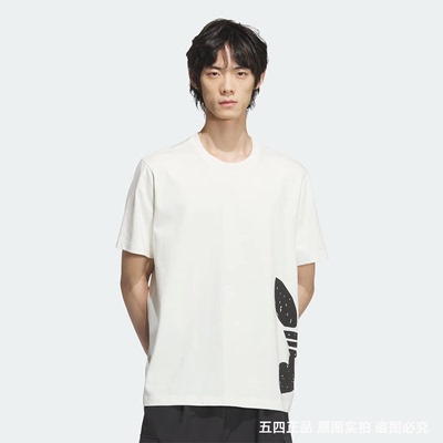 正品Adidas/阿迪达斯三叶草男子印花大标LOGO宽松短袖T恤JD3246
