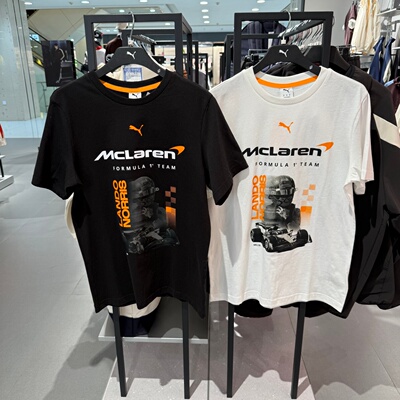 PUMA彪马MCLAREN迈凯伦车队Norris车手印花撞色短袖T恤 637451-01