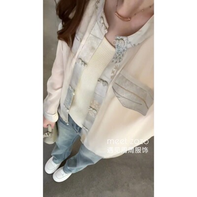 【周周】《青花瓷》国风盘扣刺绣薄防晒外套 35152