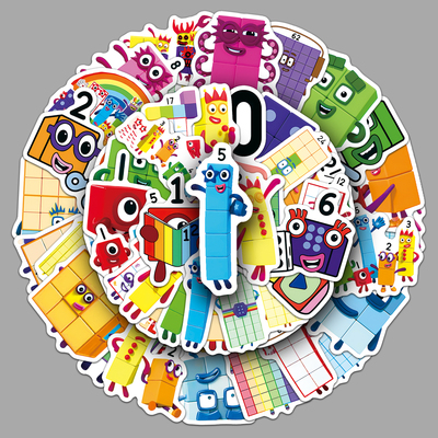50张Numberblocks贴纸儿童卡通数学装饰防水亲子游戏桌面互动贴纸
