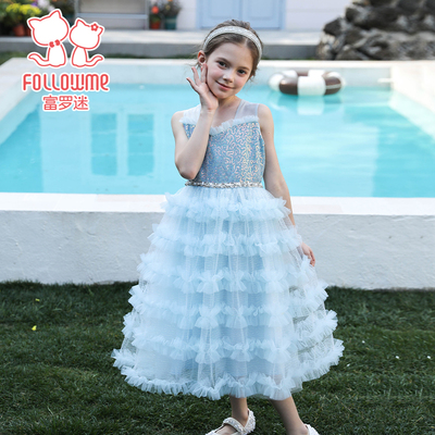 富罗迷女童礼服儿童连衣裙夏季2025新款时髦高级洋气周岁小公主裙
