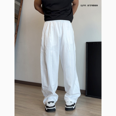 新型美式复古坠感弯刀阔腿裤