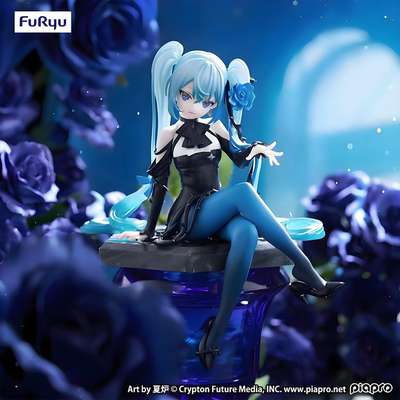 漫笙正版FuRyu初音未来mikuV家蓝色玫瑰仙子坐姿压泡面景品手办