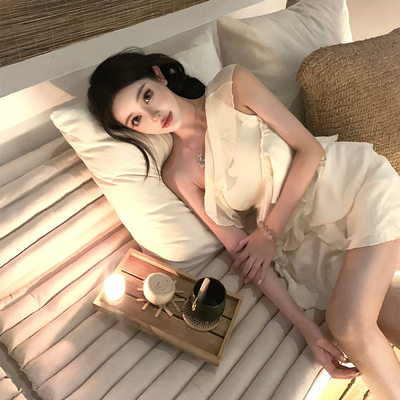 【现货】viola【荷叶莲莲】hal*ton绝美中古拼接斜裁荷叶边连衣裙