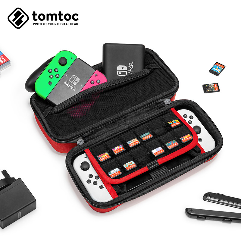 tomtoc Switch Oled收纳包保护套壳通勤硬壳内置支架大容量充电器全套收纳NS收纳包配件卡带收纳任天堂保护套_虎窝淘